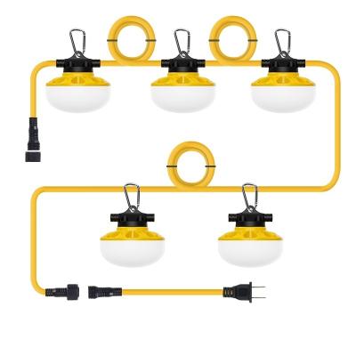 China AC Power Supply 50FT Total Length 5 Bulbs 45W 6300Lm Linkable Portable Outdoor IP65 LED Site Construction String Light for sale