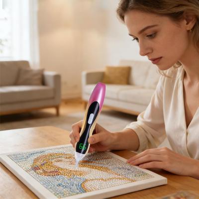 China Factory Direct Home Studio Craft Supply Adjustable Suction Nozzle Replaceable LED Lighted Electric Diamond Art Pen for sale