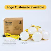 China 5 Bulbs & Hooks Linkable Safetyjust Outdoor Construction Led Site Lighting Construction String for Garage for sale