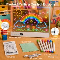 China Factory Direct Hot Selling Eye Friendly Even Light No Ghosting Rechargeable 7 RGB Colors Led Drawing Board for sale