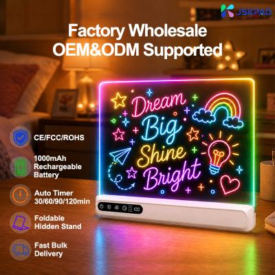 China Factory Direct OEM ODM Customizable Logo Rechargeable RGB Light Acrylic Erasable Memo Board Bulk Order LED Drawing Board for sale