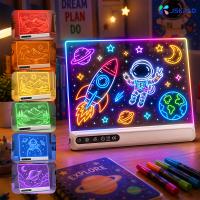 China Factory Direct Trending Multi Use Erasable Acrylic Light Board Rechargeable 7 RGB Kids Office Home Living Room LED Drawing Board for sale