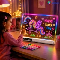 China Factory Direct Hot Sale Kids Art Drawing Tool Rechargeable Acrylic 7 RGB Modes Touch Timer Gift Home LED Drawing Board for sale