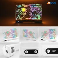 China Hot Selling Square Middle RGB LED Light-Up Touch Control Modern Design Battery Included Message Board Home Office Shop Decor for sale