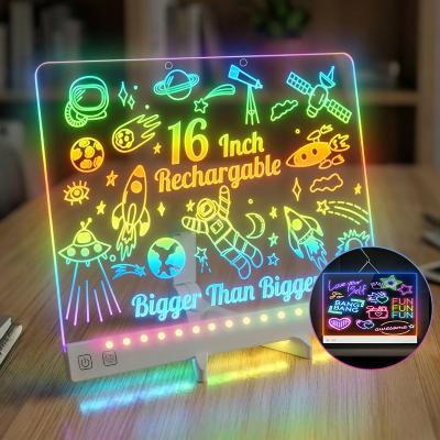 China Factory Direct Sale 7 Color Pens LED Board Easy Wipe External Stand Kids Art Creation LED Light Drawing Board for sale
