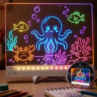 China Factory Direct Sale Square LED Message Board with Middle Lamp Size 2 Holes 7 Color Soft Glow Home Wall Decor for sale
