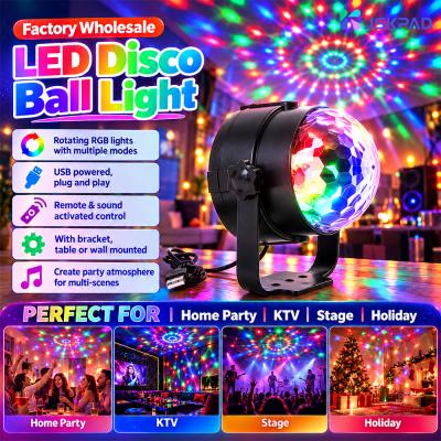 China Factory Direct Sale Hot Sale RGB Rotating Stage Lamp Sound Activated Remote Control Party Atmosphere LED Disco Ball Light for sale