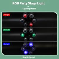 China Factory Direct Hot Selling RGB 3 Color Sound Activated Built-in 3W 100LM Tabletop 6-Head Flower Magic Ball Party Light for sale