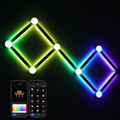 China USB-Powered WiFi RGB Smart Wall Modern LED Music Sync Rhythm Mode White Shade Bedroom Living Room Party Decoration DIY for sale