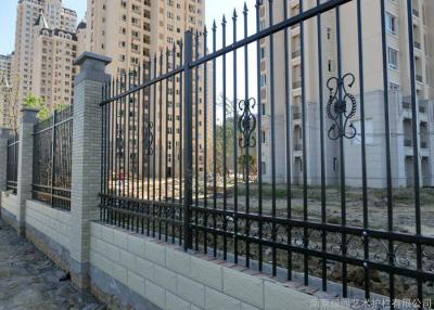 China 6ft Wrought Iron Garden Fence Panels , Electro Galvanized Black Metal Decorative Fence for sale