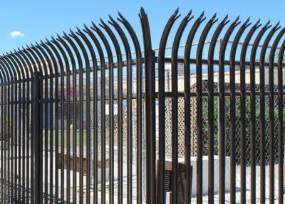 China D Pale Black Powder Coating Long Bending Top Metal Palisade Fencing for sale