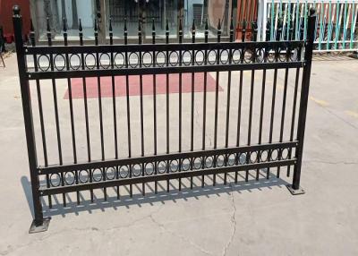 China Black Color 2meter High Zinc Steel Picket Fence Panel 2.4m Wide for sale