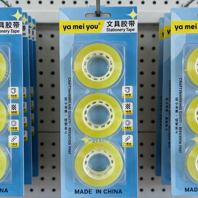China 3 Rolls Transparent Yellow Stationery Tape Blister Pack For Retail Display for sale