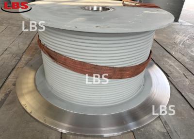 China Right-Hand 45° Lebus Grooved Winch Drum Q355B Steel 2.8T Max Tension 30 Wraps for 10.3mm Cable Hoisting for sale
