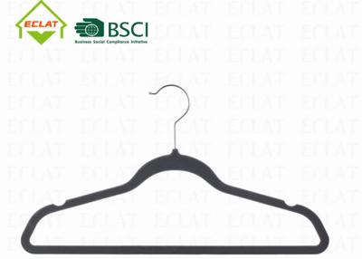 China 44.5x23.5cm Ultra Slim Black Velvet Non Slip Hangers for sale
