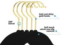 China 44.5x23.5cm Ultra Slim Black Velvet Non Slip Hangers for sale