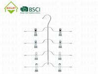 China Chrome 4 Tier Space Saving Trouser And Skirt Hangers With Clips for sale