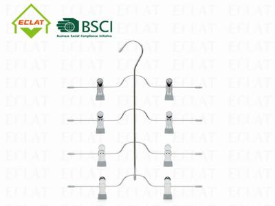 China Chrome 4 Tier Space Saving Trouser And Skirt Hangers With Clips for sale