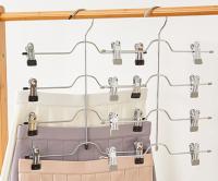 China Chrome 4 Tier Space Saving Trouser And Skirt Hangers With Clips for sale
