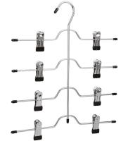 China Chrome 4 Tier Space Saving Trouser And Skirt Hangers With Clips for sale
