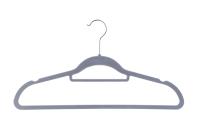China 17 Inch Velvet Felt Covered Coat Hangers With Bar for sale