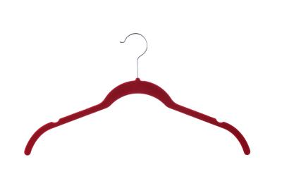 China Infant Slim Velvet Hangers Brief Vogue Compact Notched Shoulders for sale
