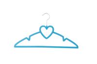 China Bow Shaped Blue Flock Space Saving Velvet Hangers for sale