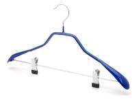 China Heavy Duty Wide Shoulders With Two Metal Clips  Chrome Wire Hangers for sale