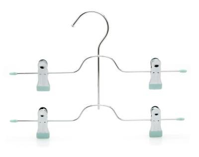 China 2 Tier Chrome Clothes Hangers With 4 Adjustable Non Slip Clips for sale