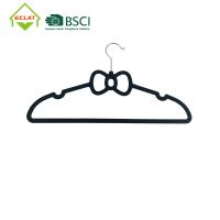China Bow Shaped Heavy Duty Plastic Hangers Chrome Metal Hook Notched for sale