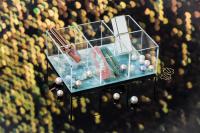 China 17.5x13x6cm Green Glitter Clear Aesthetic Desk Organizer for sale