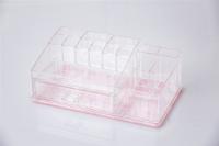 China Pink Glitter Bottom Clear Plastic Makeup Organizer for sale