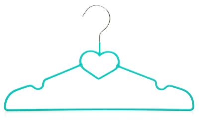 China Lovely Heart-Shaped Signature Light Weight Ultra Slim Wire Hangers for sale
