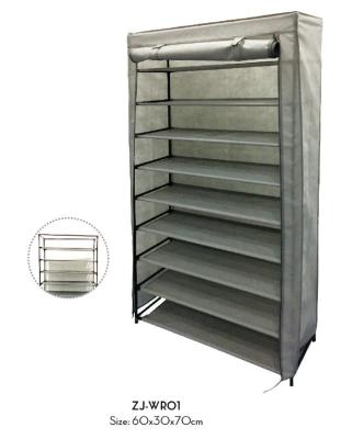 China 60x30x70cm Non Woven Wardrobe , 9 Tiers Shoe Rack With Dustproof Cover for sale