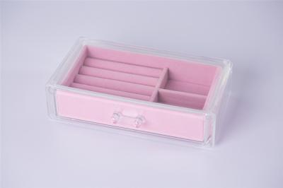 China Pink Velvet Drawer Acrylic Tabletop Jewelry Organizer for sale