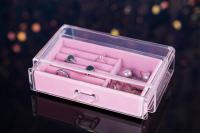 China Pink Velvet Drawer Acrylic Tabletop Jewelry Organizer for sale