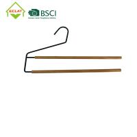 China 15 Inch Suit Solid Wood Hangers , Metal Mens Wooden Pants Hangers for sale