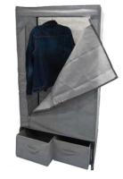 China Grey 10KG Non Woven Fabric Wardrobe With 2 Drawers for sale