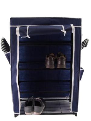 China 4 Tiers Non Woven Wardrobe , 10kg Fabric Shoe Wardrobe for sale