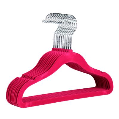 China Multipurpose 16 Inch Simplify Velvet  Chrome Flocked Hanger Hooks for sale