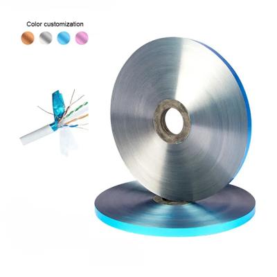 China AL/PET Aluminum Foil Laminated Polyester Film Alloy 8079 Silver Blue Copper for Cable Shielding Duct Wire for sale