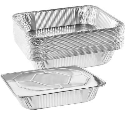 China Disposable Rectangular Aluminum Foil Lasagna Tray Hot Cold Food 8x6 Inch for sale