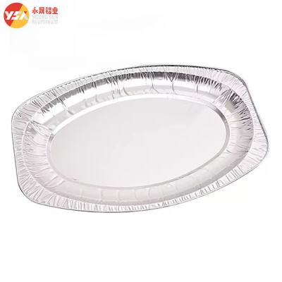 China Disposable Oval Aluminum Foil Tray 990ml 1400ml 2270ml Turkey Fish Grilling Pan Shallow Roast Container for sale