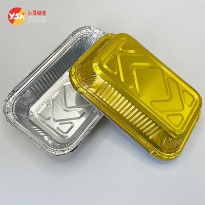 China Gold Aluminum Foil Lunch Box Container 450ml 600ml Food Grade Disposable Takeaway for sale