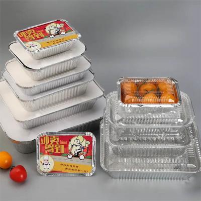 China Food Grade 8011 Aluminum Foil Container Take Away Trays for Food Packaging 1000ml for sale