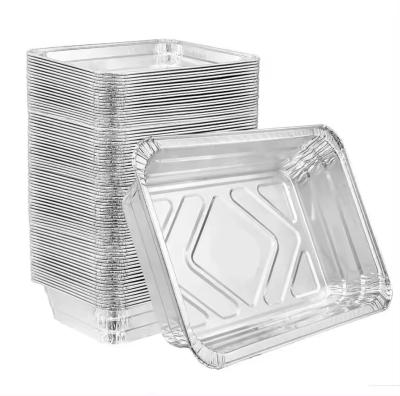 China 50 Gauge Heavy Duty Aluminum Foil Roasting Pan 13x9 Inch Disposable BBQ Tray for sale