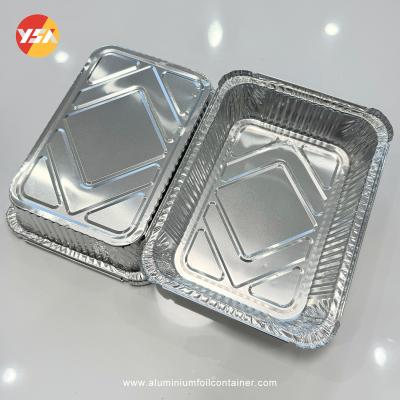 China 300ml 1000ml Silver Tin Foil Serving Trays Food Packing Foil Container With Lids for sale