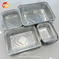 China 300ml 1000ml Silver Tin Foil Serving Trays Food Packing Foil Container With Lids for sale
