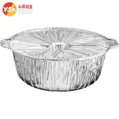 China ODM Disposable Aluminum Foil Pot 255x91mm 2200ml 75oz with Aluminum Foil Lid for sale