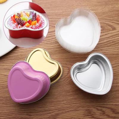 China Heart Shaped Foil Pans 100ml Aluminum Baking Pans 2.9g Weight for Desserts for sale